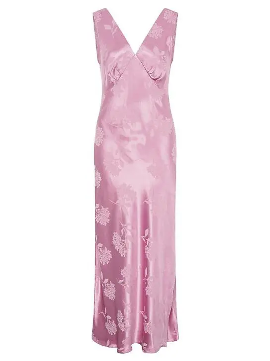 OMNES Iris Floral Jacquard Woven Maxi Dress - Pink
