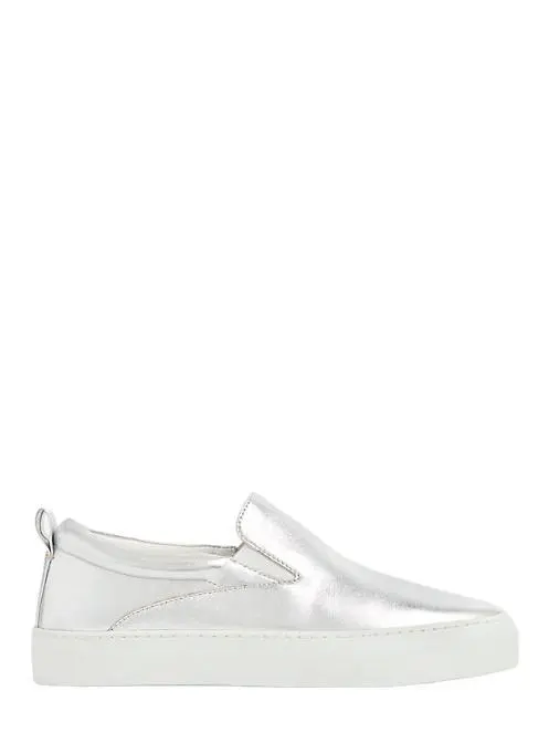 Whistles Kinsley Leather Low-top Slip-on Trainers - Silver