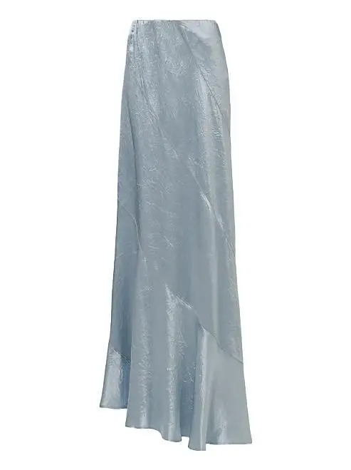 LEEM Asymmetric Panelled Satin Maxi Skirt - Blue