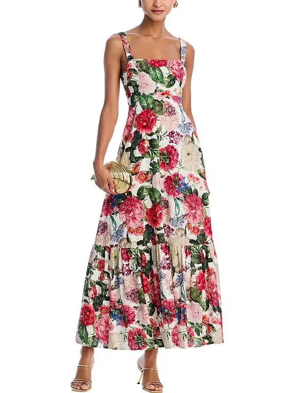 Aqua Floral Maxi Dress - Red Multi