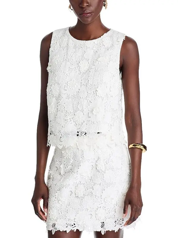 Aqua Lace Sleeveless Top - White