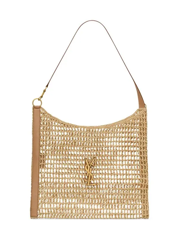 Saint Laurent Raffia Oxalis Crochet Shoulder Bag - Nude