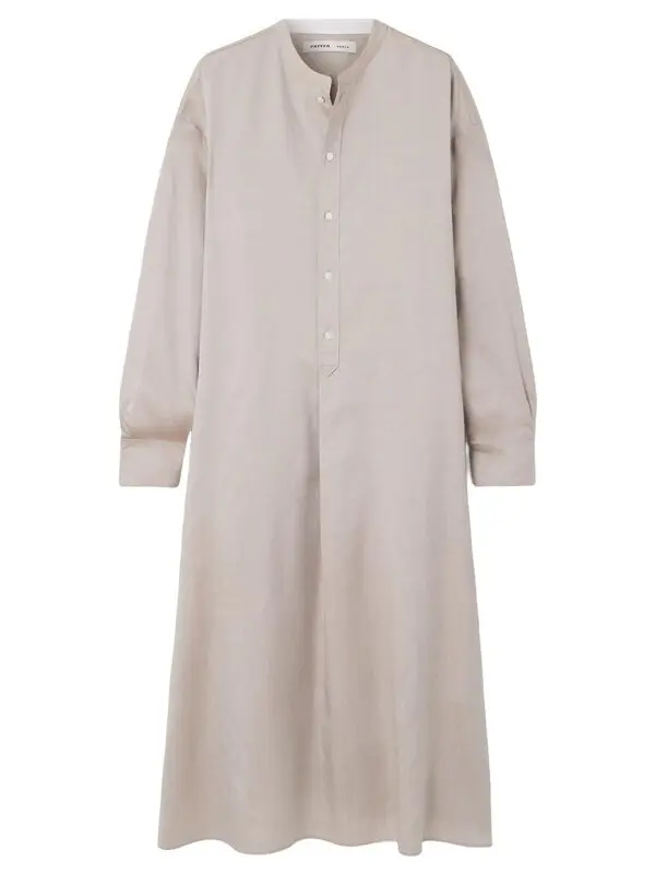 Carven Silk Midi Shirt Dress - Neutrals