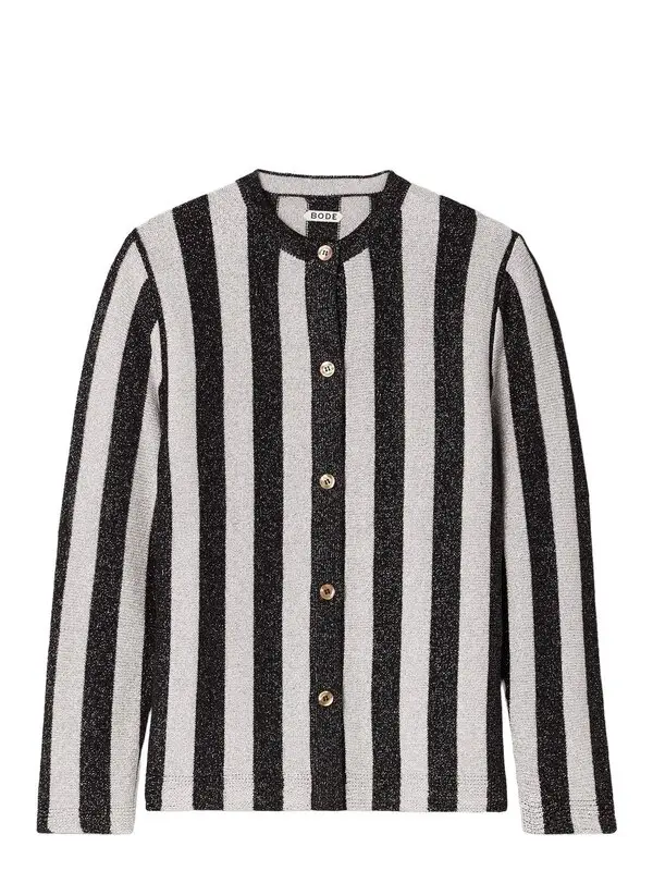 BODE Grandstand Metallic Striped Cardigan - Black