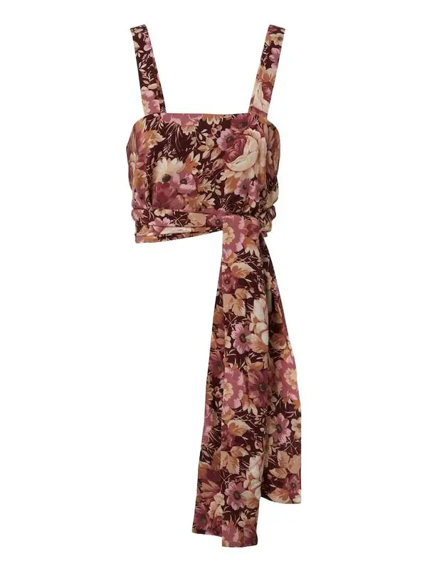 Chloé Floral Crepe De Chine Crop Top - Pink