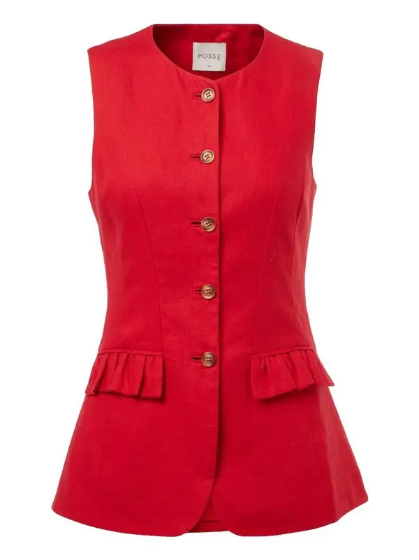 Posse Matilda Linen Vest - Red