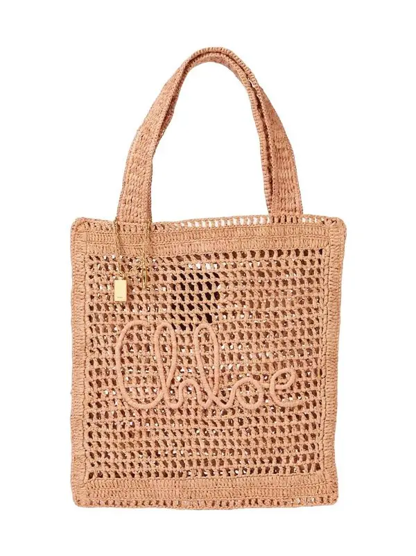 Chloé Raffia-effect Tote Bag - Beige
