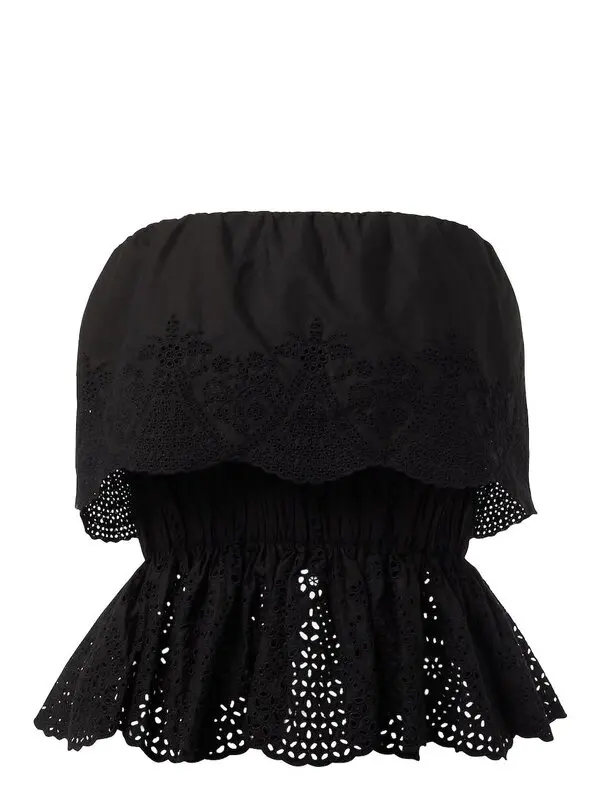 Posse Beryl Peplum Cotton Top - Black