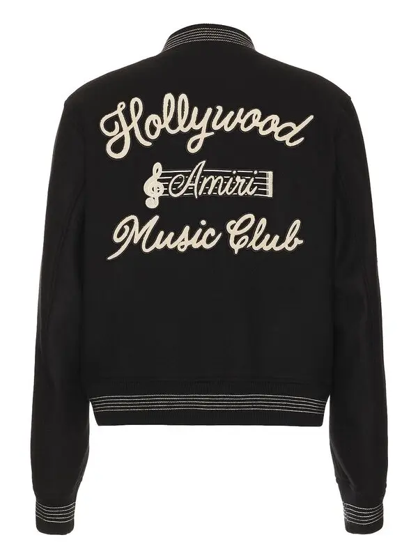 Amiri Hollywood Music Club Melton Bomber Jacket - Black