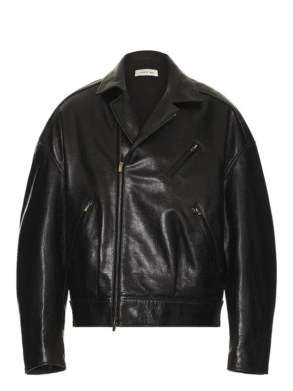Fear Of God Leather Motorcycle Jacket - Black