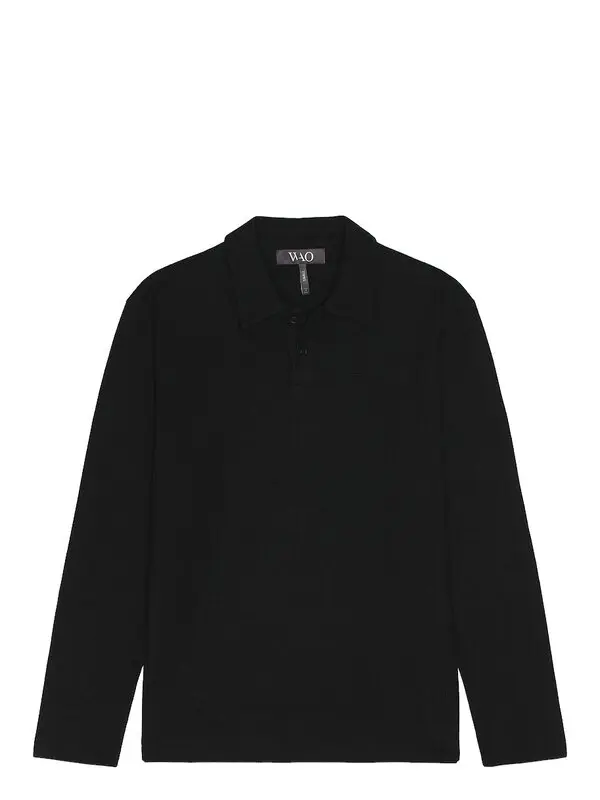 WAO The Textured Long Sleeve Polo - Black