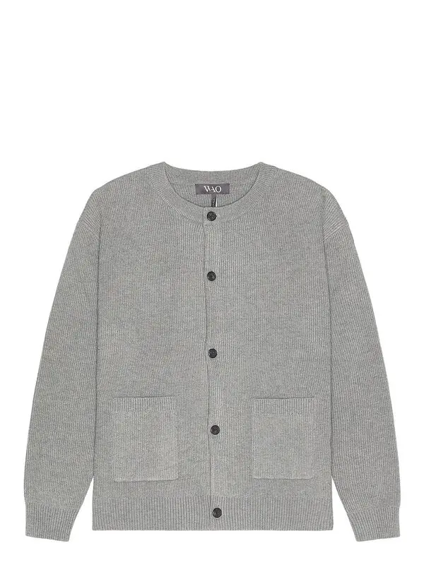 WAO Wool Blend Round Neck Cardigan - Grey