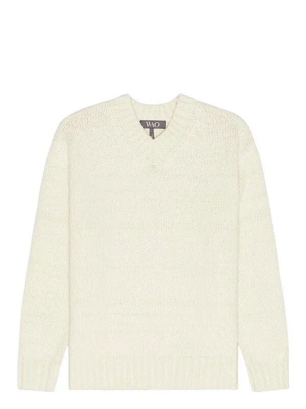 WAO Slub Yarn V-neck Sweater - Ivory