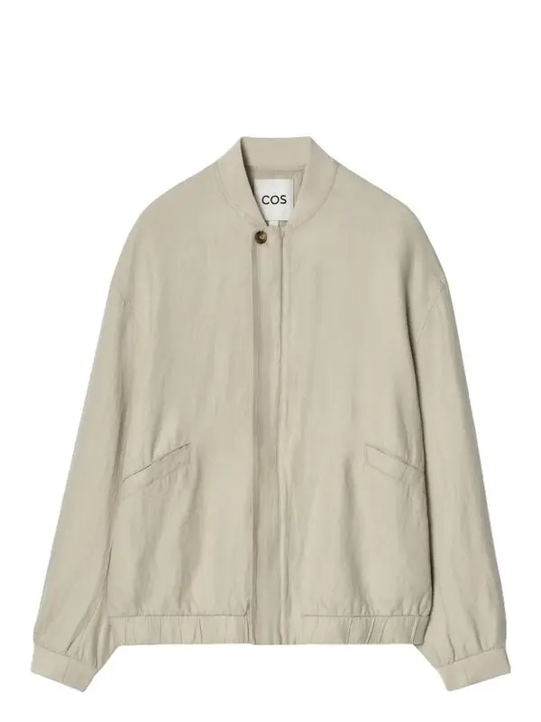 Cos Linen-blend Bomber Jacket - Beige