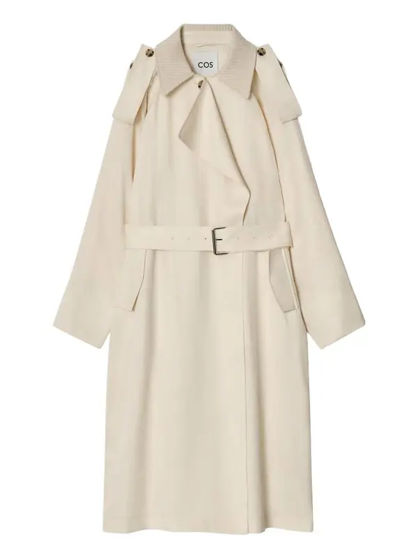 Cos Knitted-collar Trench Coat - Light Beige
