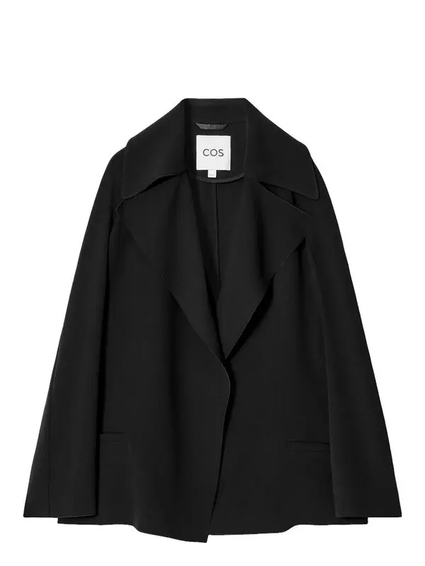 Cos Fluid Crepe Double-breasted Blazer - Black