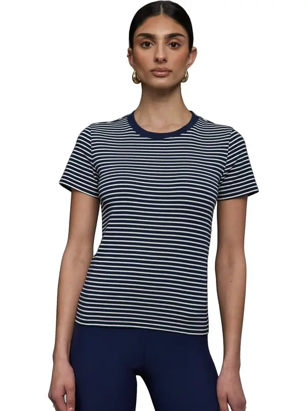 Carbon38 Stripe Ringer Tee - Cloud/navy Stripe