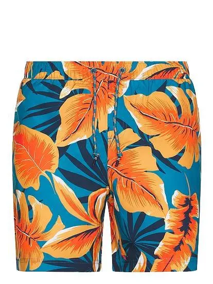 ORIGINAL PENGUIN Tropical Leaf Swim Short - Mosaic Blue