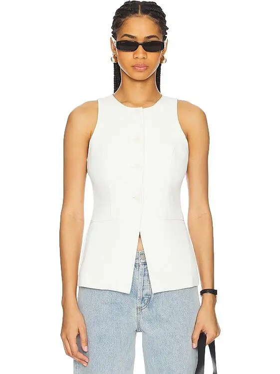 Good American Luxe Suiting Sculpted Vest - Cloud White001