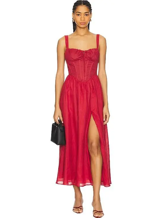 Bardot Esra Midi Dress - Fire Red