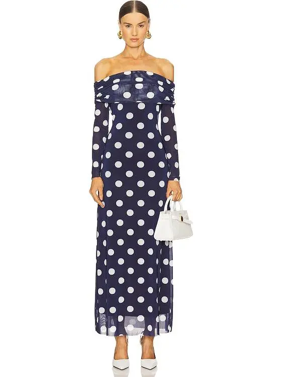 Steve Madden Aurelia Polka Dot Maxi Dress - Navy