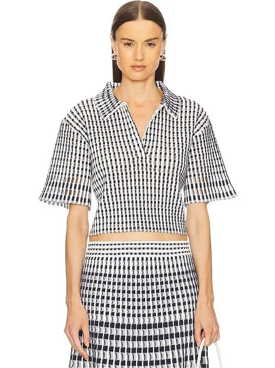 Simkhai Adley Cropped Polo - Navy