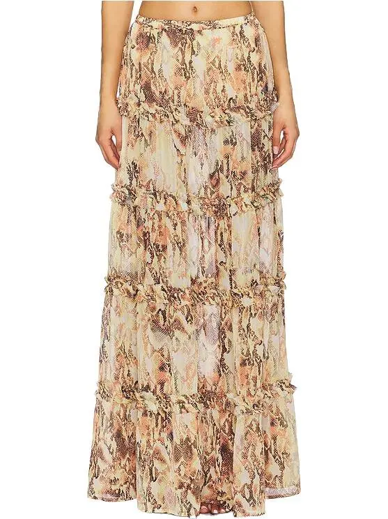 AFRM Sabina Tiered Ruffle Skirt - Cream