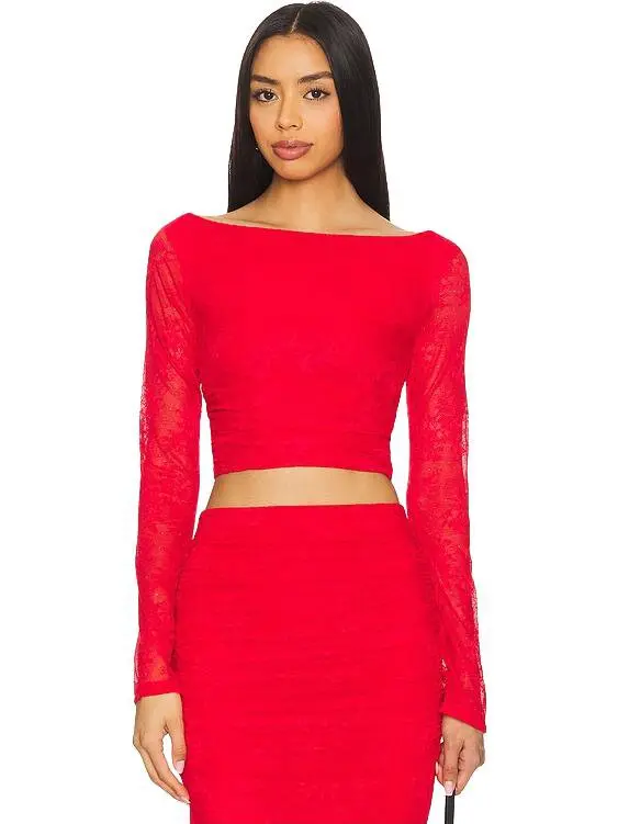 AFRM Noam Lace Top - Red