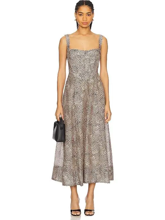 Bardot Lilah Corset Midi Dress - Brown
