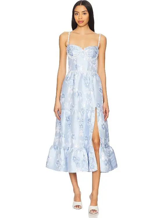 V. CHAPMAN Lorenza Midi Dress - Blue