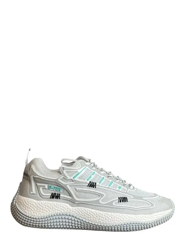 JOHN GEIGER 004 Tron Sneakers - Light Grey/white/teal