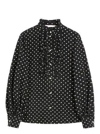 Valentino Garavani Crepe De Chine Plusdepois Print Shirt - Black