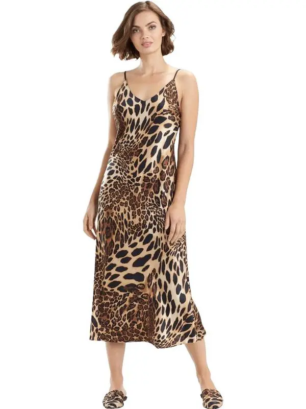 Natori Luxe Leopard Slip Dress - Neutral