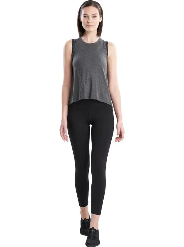 Natori Layering Elements High Low Tank Top - Black / Silver