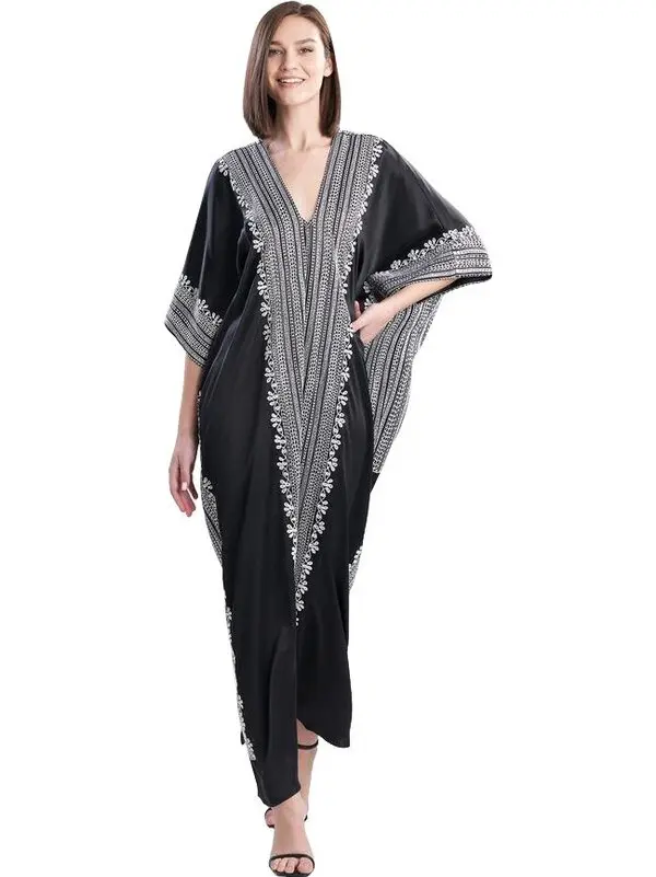 Natori Couture Zehra Caftan - Gray / Black / White