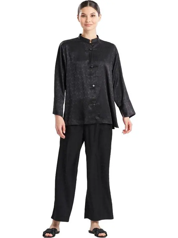 Natori Infinity Jacquard Mandarin Pj - Black