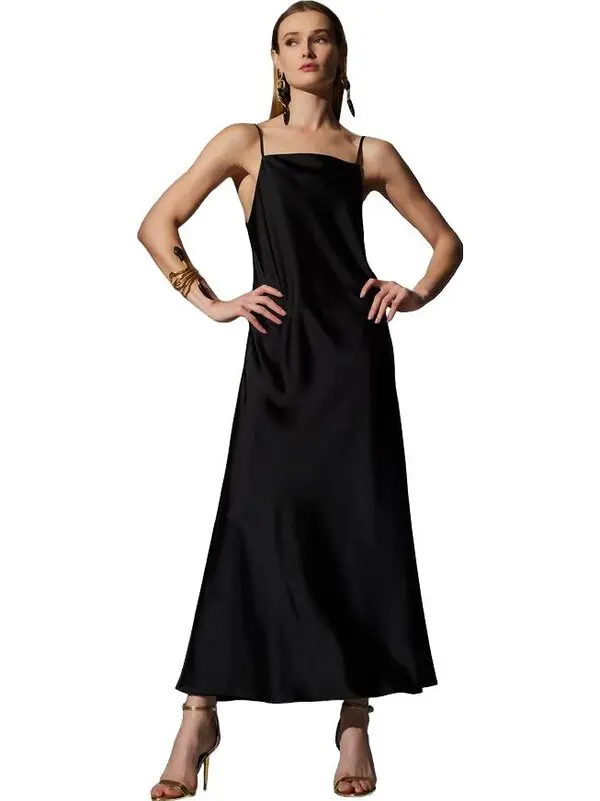 Natori Luxe Charmeuse Slip Dress - Black