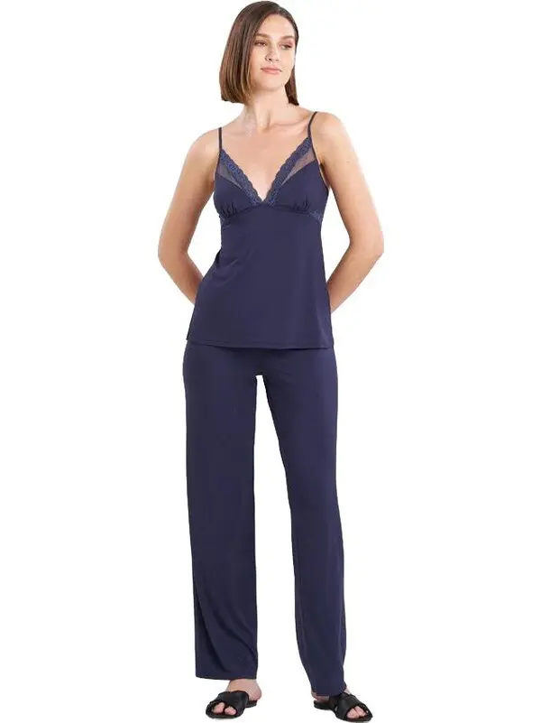 Natori Feathers Essentials Lenzing Ecovero Viscose Cami Pj - Blue
