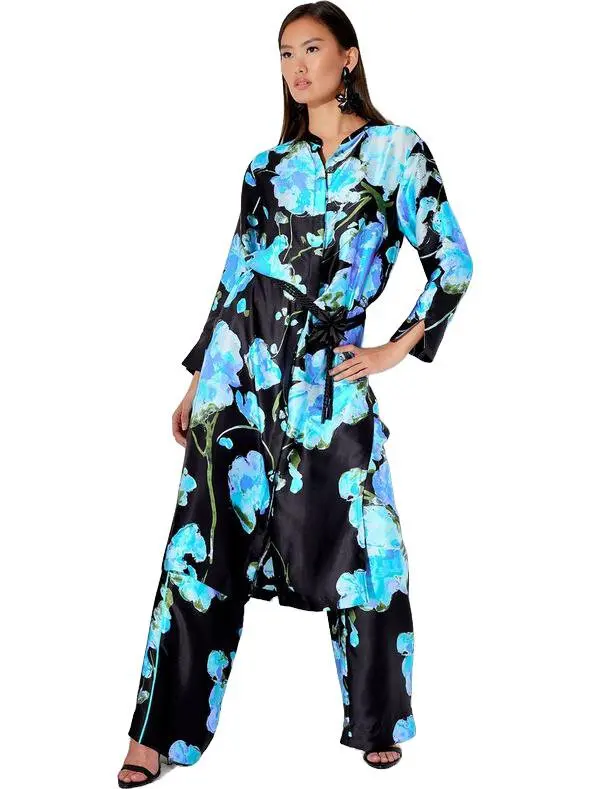 Natori Sakura Matsuri Ao Dai Silk Pj - Black