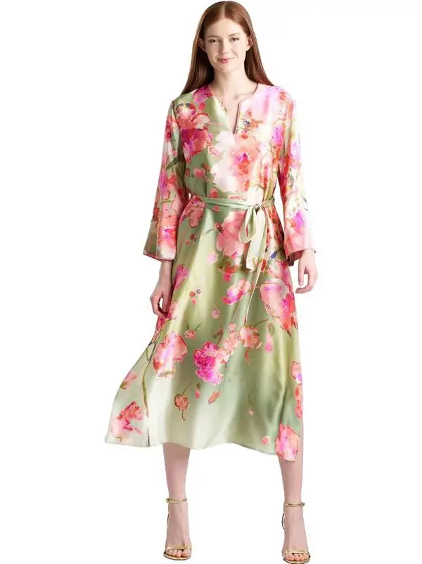 Natori Sakura Matsuri Silk Caftan - Neutral