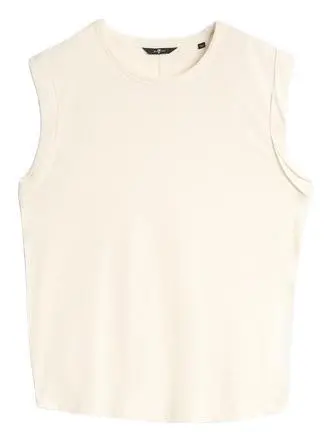 7 For All Mankind Linen Blend Muscle Tee - Neutral