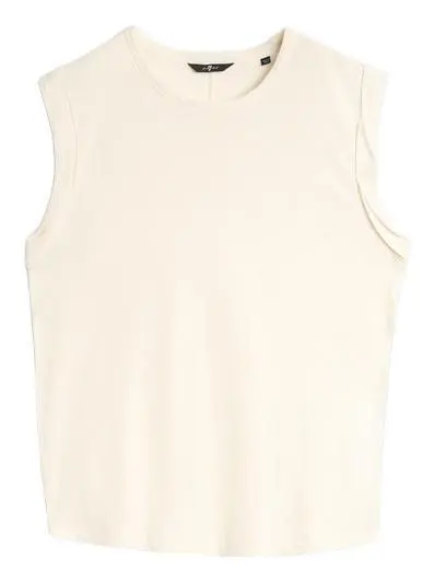 7 For All Mankind Linen Blend Muscle Tee - Neutral