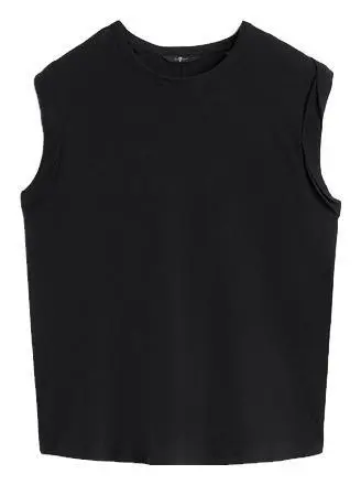 7 For All Mankind Linen Blend Muscle Tee - Black