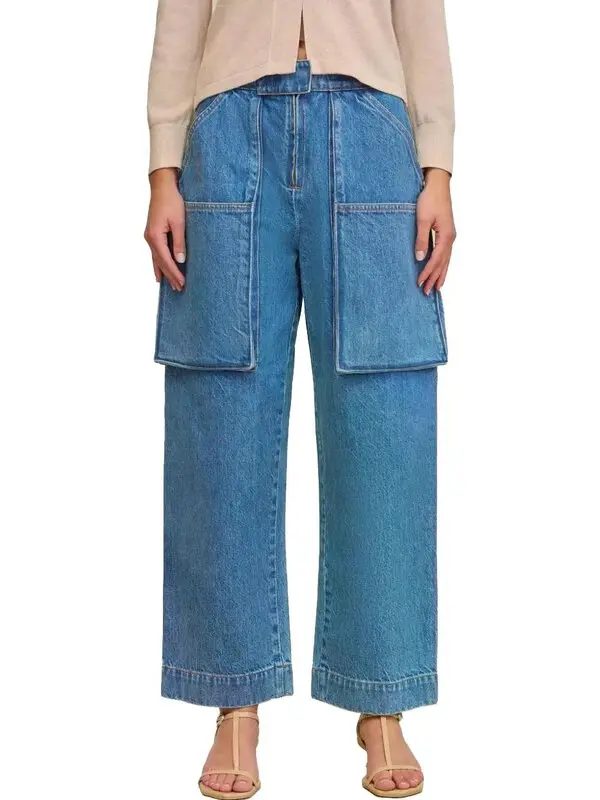 Cult Gaia Cotton Cropped Jeans - Blue