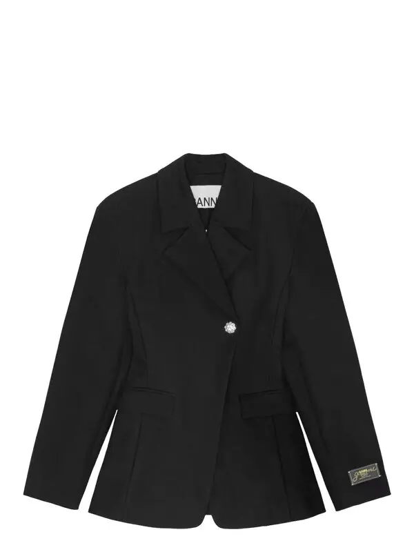 GANNI Appliqué Double-breasted Blazer - Black