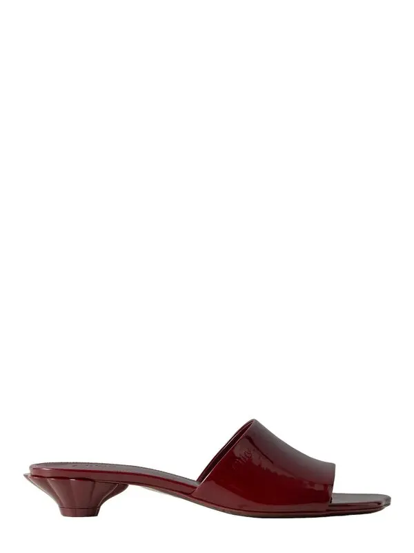 Chloé Flower Patent-leather Sandals - Burgundy