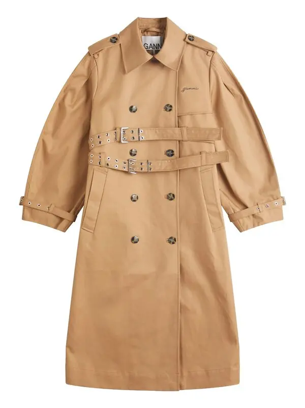 GANNI Bonded Trench Coat - Tiger's Eye