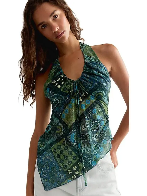 Free People Butterfly Effect Halter Top - Ocean Combo