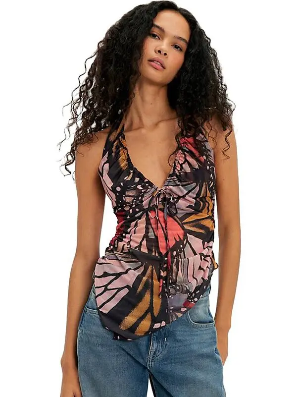 Free People Butterfly Effect Halter Top - Terra Cotta