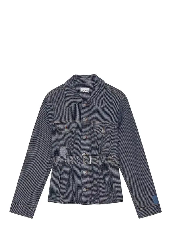 GANNI Belted Denim Jacket - Blue